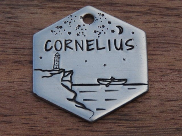 Cornelius seaside with lighthouse themed Pet Dog Collar Tag ...