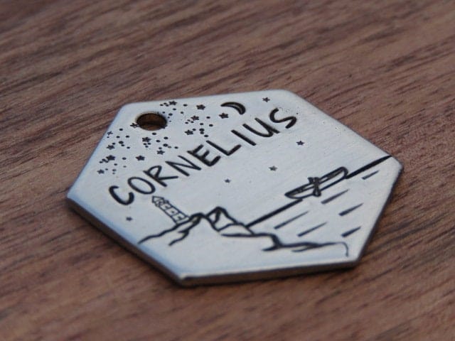 Cornelius seaside with lighthouse themed Pet Dog Collar Tag ...