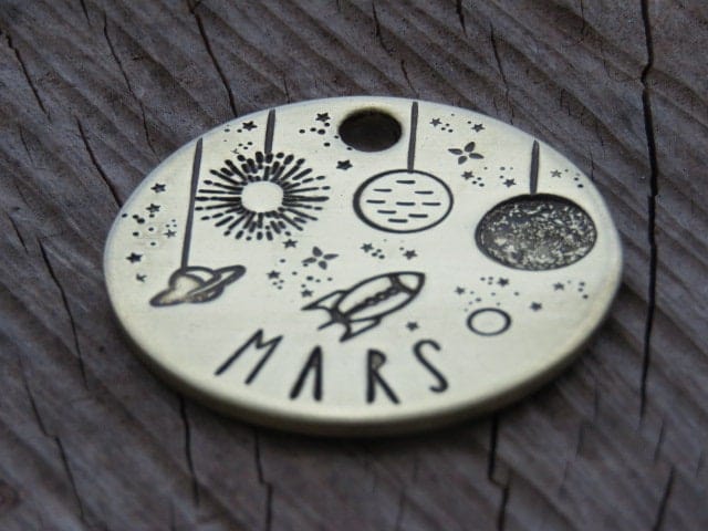 Mars outer space planet themed Pet Dog Collar Tag - Personalised metal ...