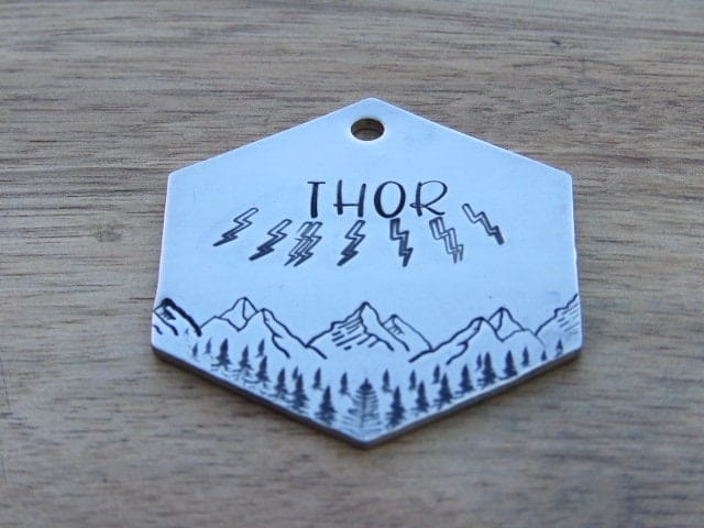 Thor storm themed Pet Dog Collar Tag - Personalised metal pet dog ...
