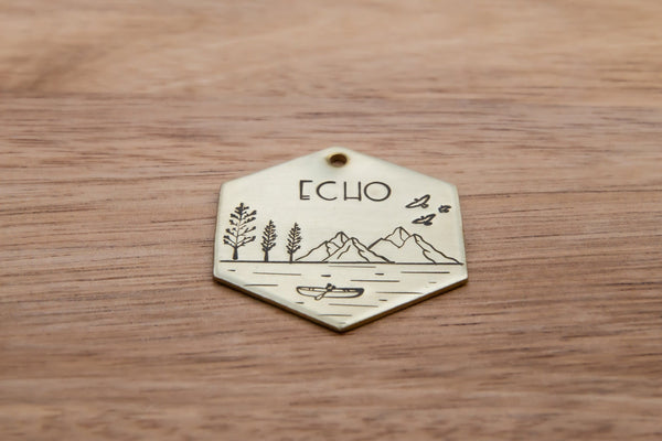 Ziggy Outdoor Canoe themed Pet Dog Collar Tag - Personalised metal pet ...